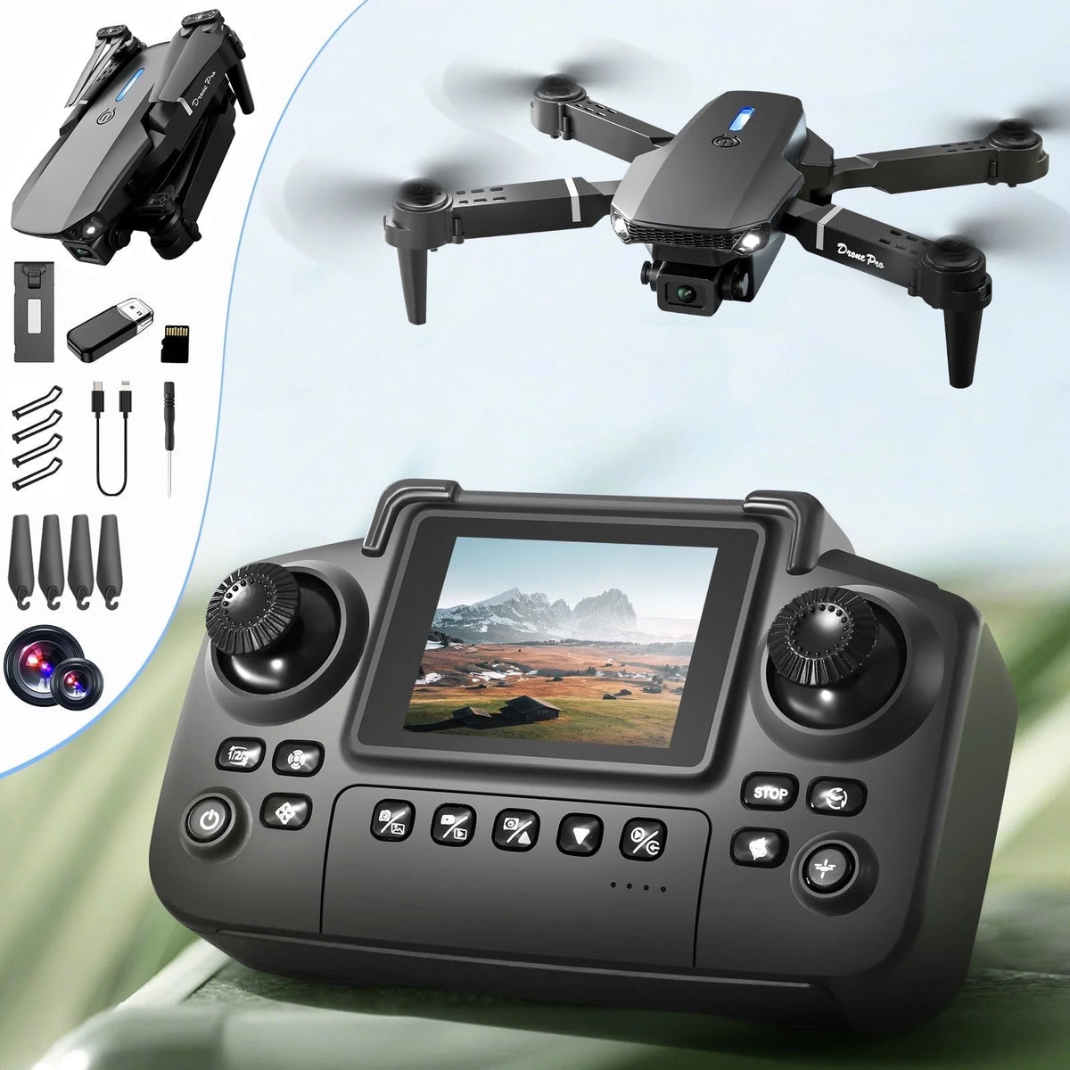 LmnLft 1080P Camera Drone with Remote Screen - Altitude Hold RC Quadco ...