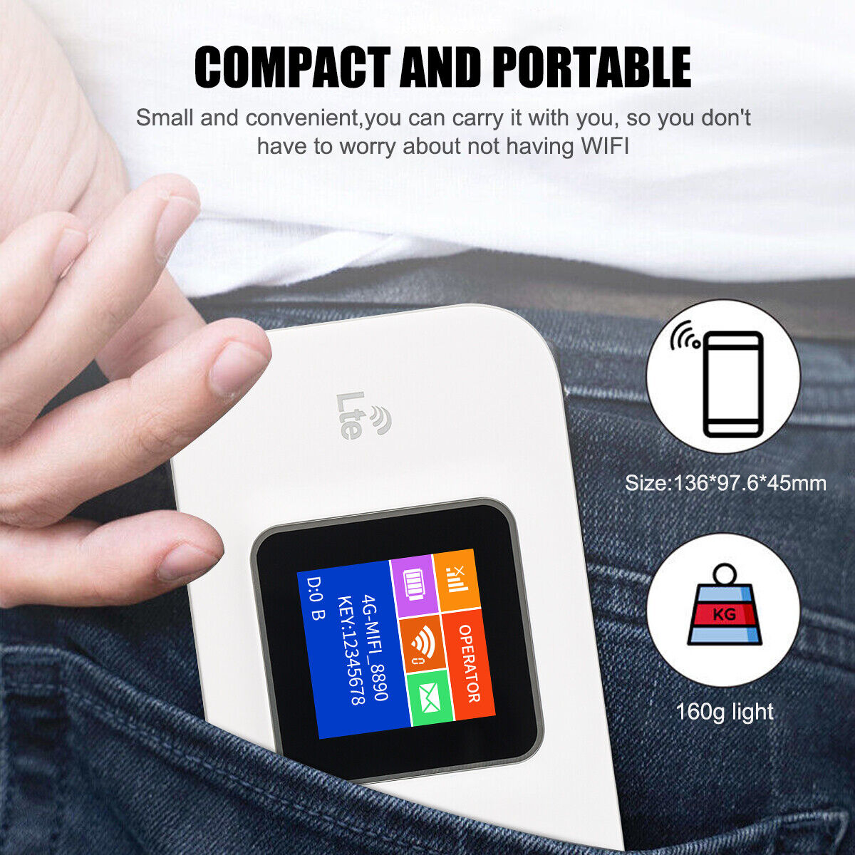 Portable Unlocked LTE 4G Wireless WiFi Router Mobile Broadband MIFI Ho ...